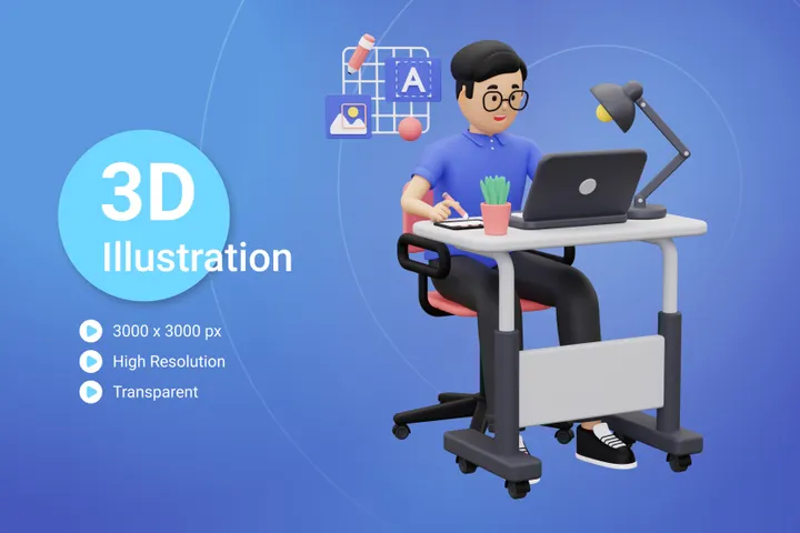 Premium Graphic Designer 3D Illustration pack from Design & Development ...