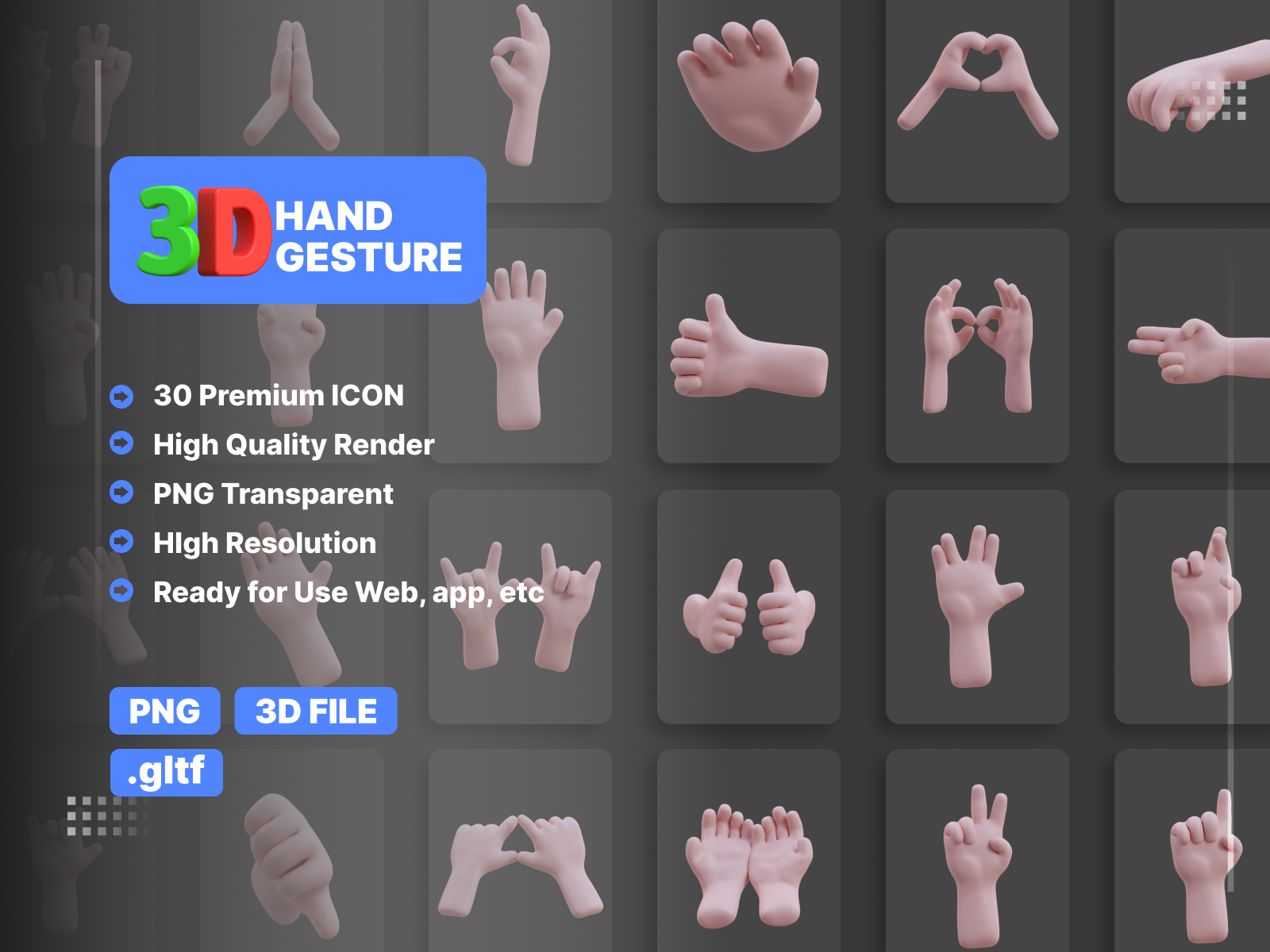 Premium Hand Gesture 3D Illustration pack from Sign & Symbols 3D ...