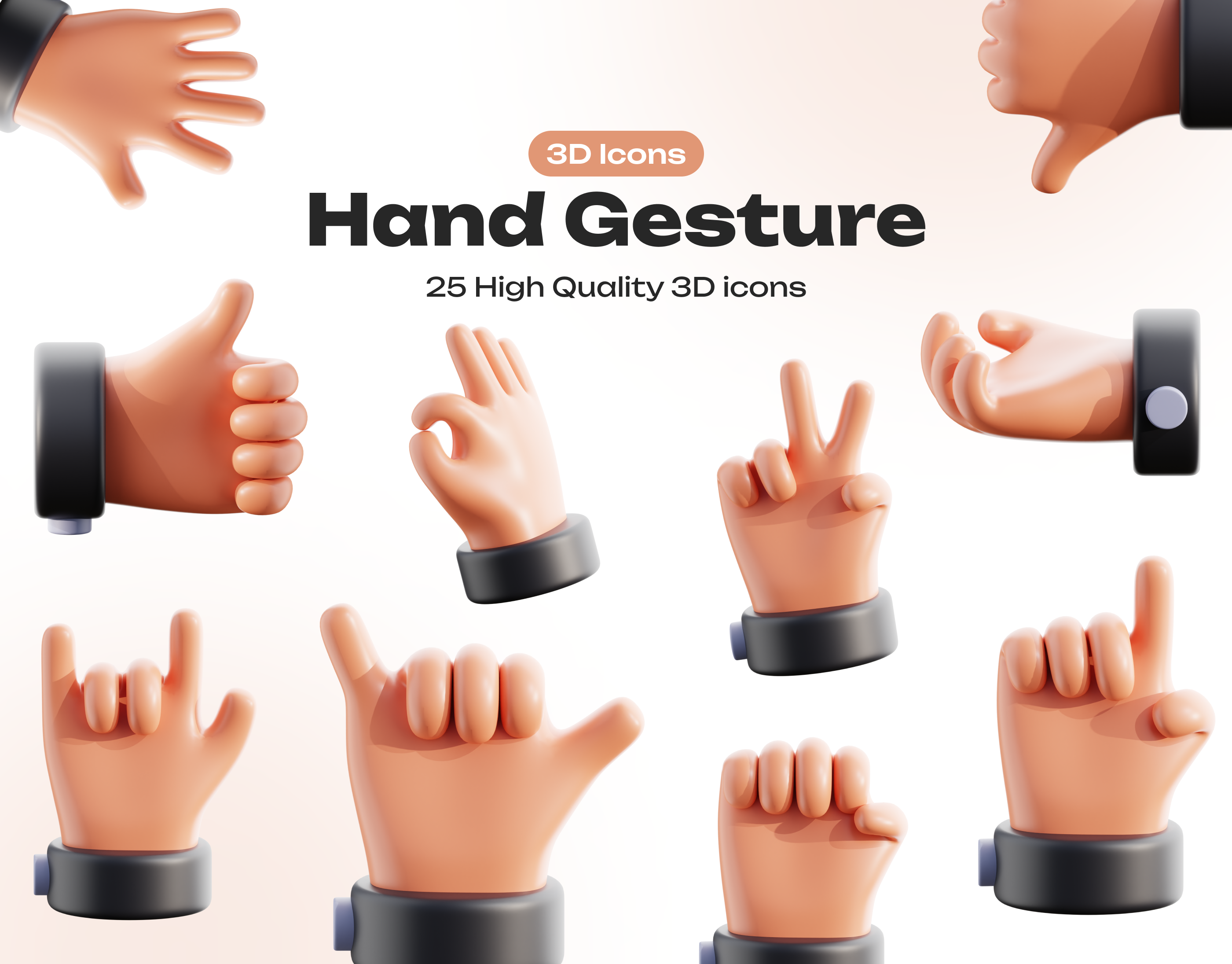 Premium Hand Gesture 3D Illustration pack from Sign & Symbols 3D ...