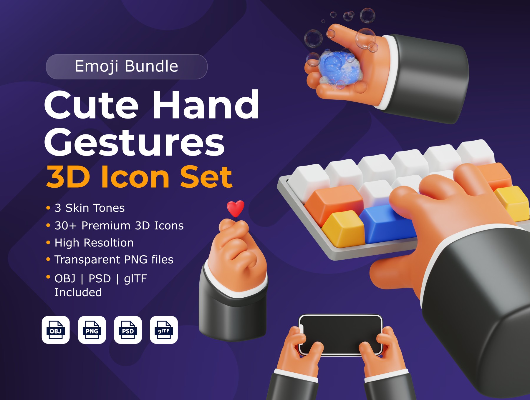 Premium Hand Gestures - Light Skintone 3D Illustration pack from Sign ...