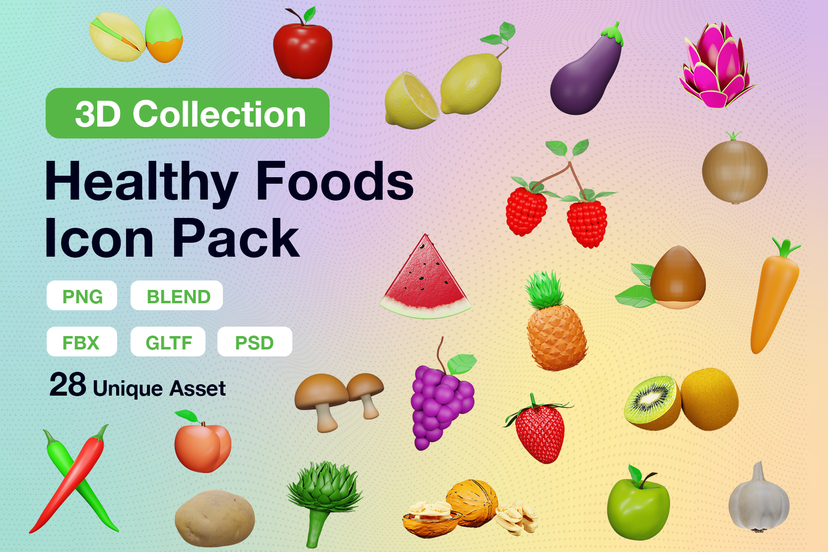 Premium Healthy Foods 3D Illustration pack from Food & Drink 3D ...