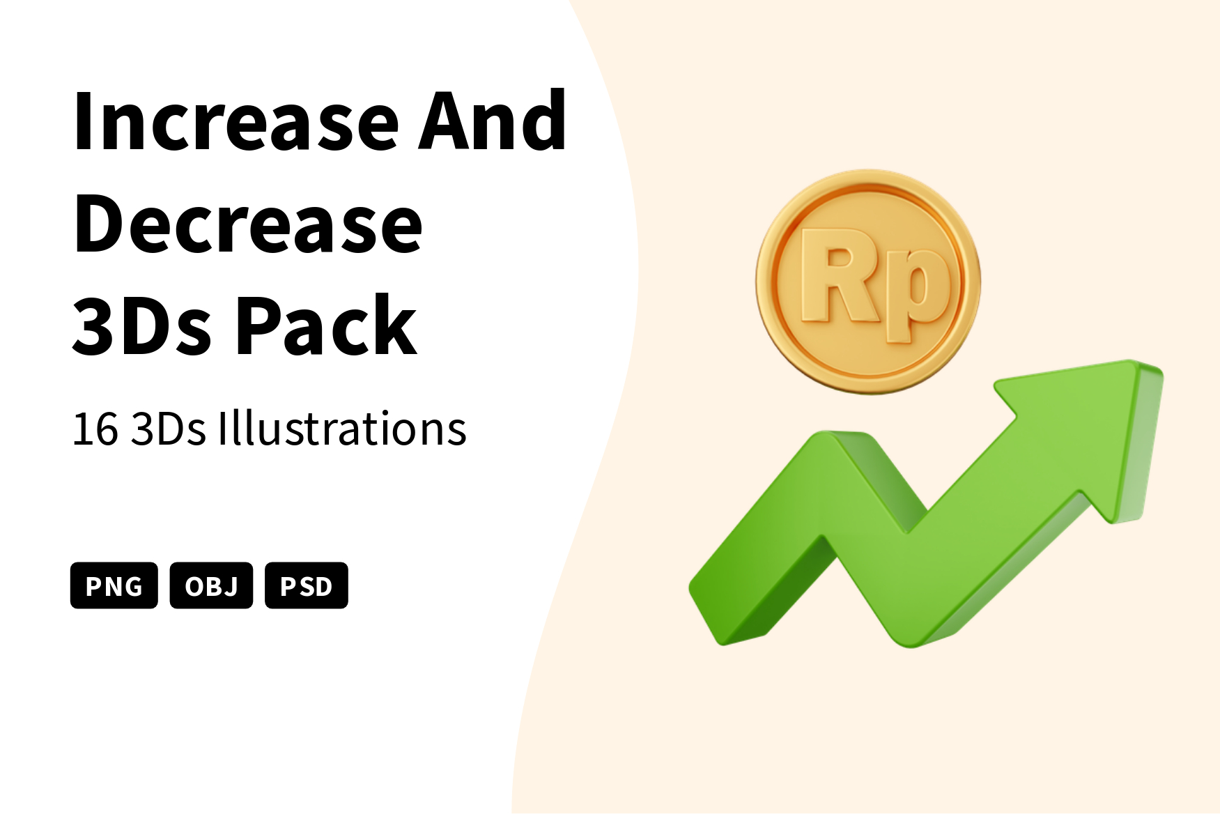 Premium Increase And Decrease 3D Illustration Pack From Business 3D