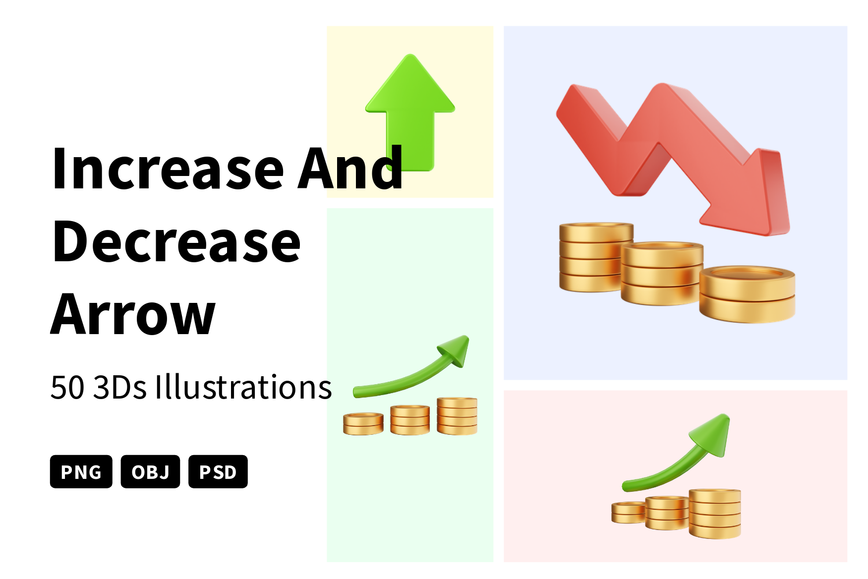 Premium Increase And Decrease Arrow 3D Illustration pack from Business 3D Illustrations