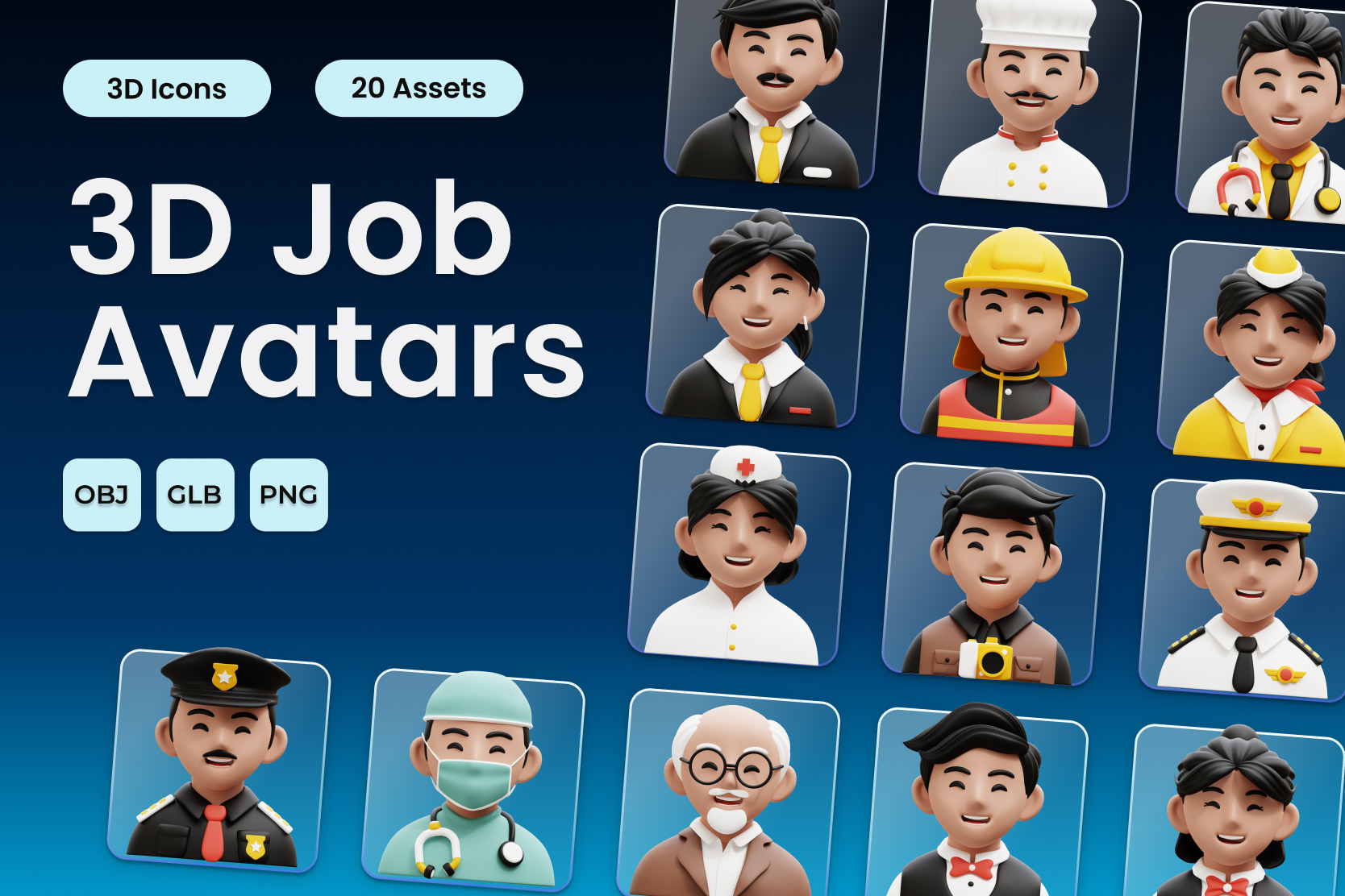 Job Avatars 3D Icon Pack - 20 Free Download People 3D Icons | IconScout