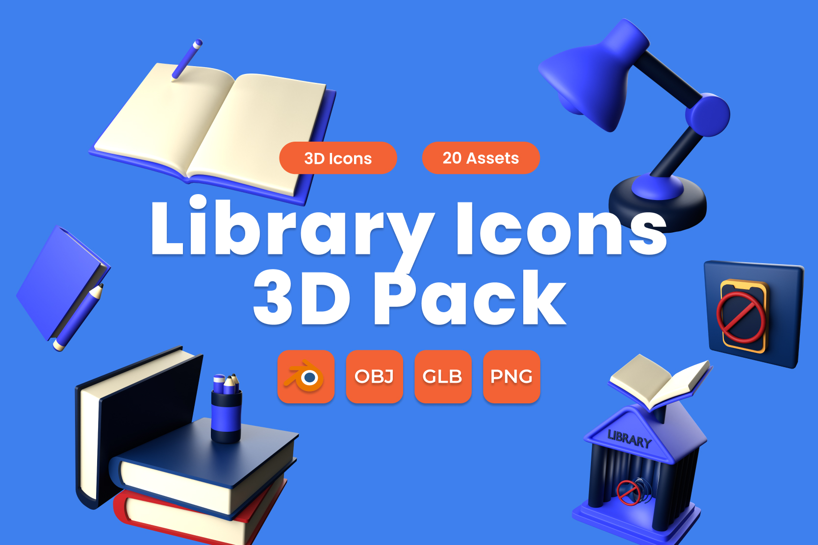 Library 3D Icon Pack - 10 Free Download School & Education 3D Icons ...