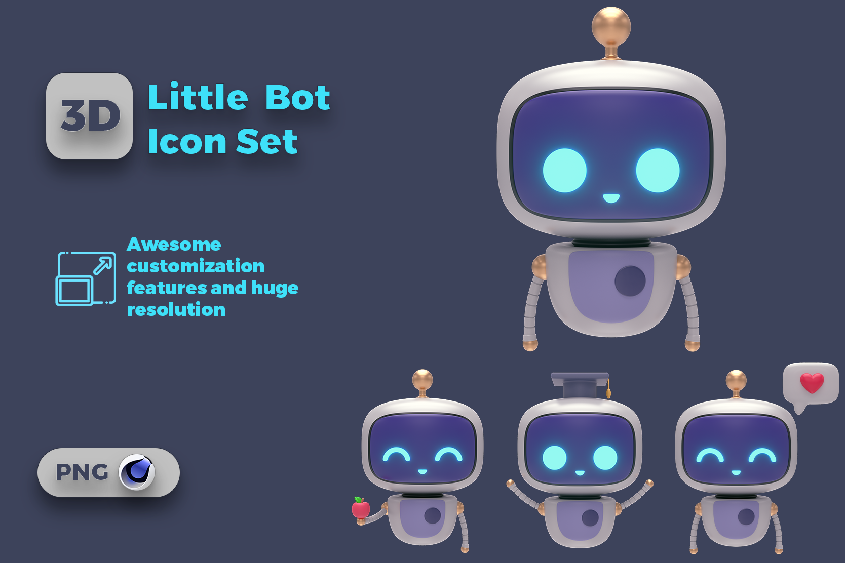 Little Bot 3D Illustration Pack - 9 Free Download Network ...