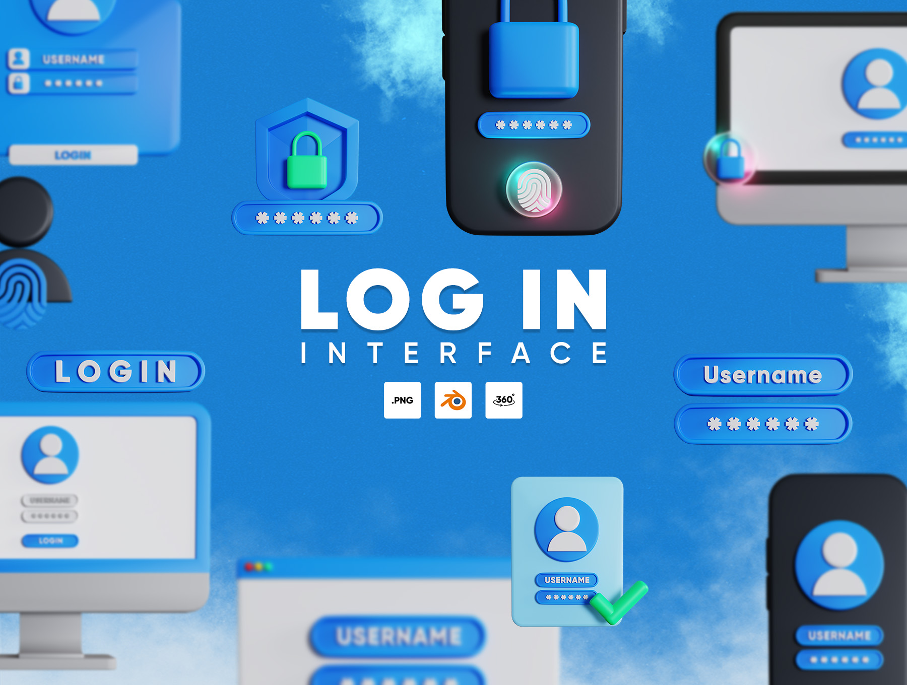 Premium Login Interface 3D Illustration pack from Crime & Security 3D ...