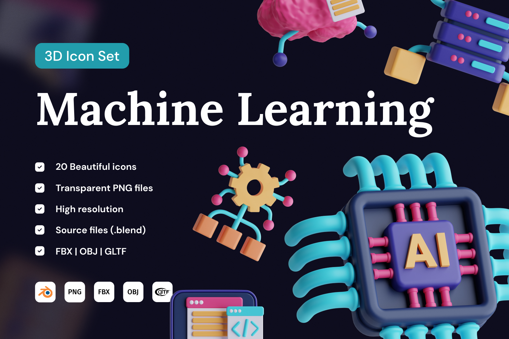 Machine Learning 3D Icon Pack - 20 Free Download Science & Technology ...