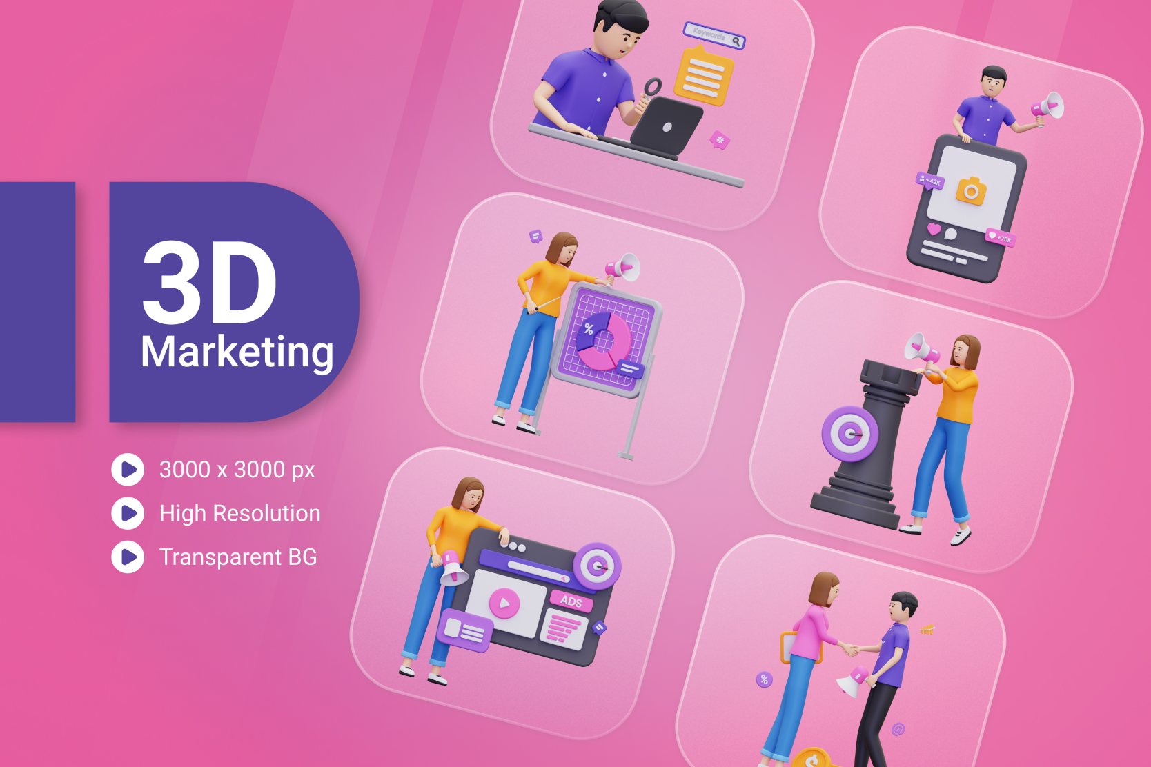 Premium Marketing 3d Illustration Pack From People 3d Illustrations