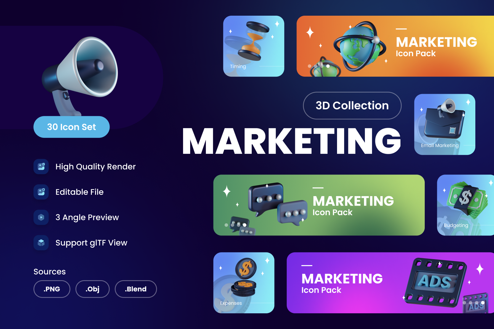 Premium Marketing 3d Illustration Pack From Business 3d Illustrations