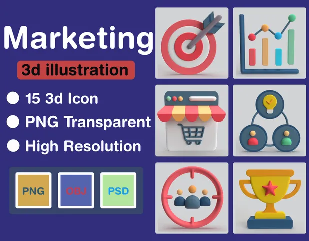 Premium Marketing 3d Illustration Pack From Business 3d Illustrations