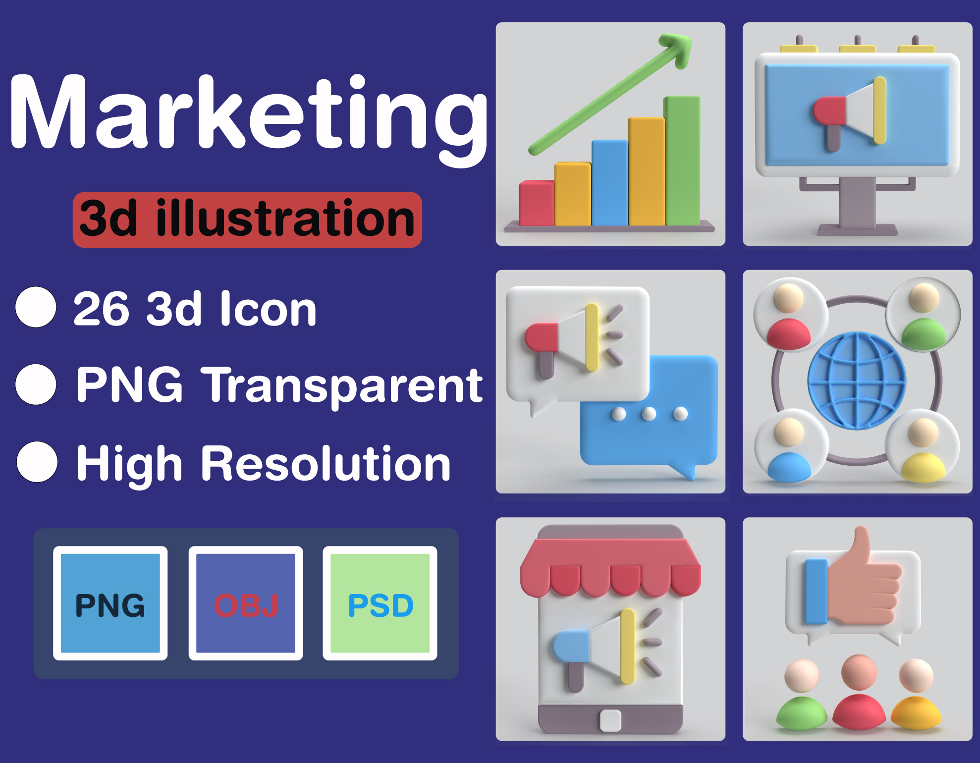 Premium Marketing 3d Illustration Pack From Business 3d Illustrations