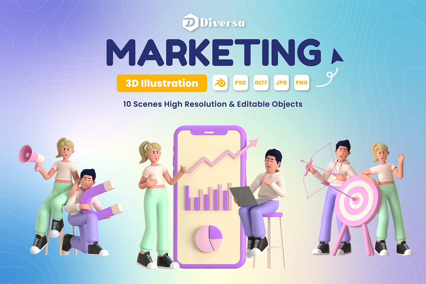 Premium Marketing 3d Illustration Pack From Business 3d Illustrations
