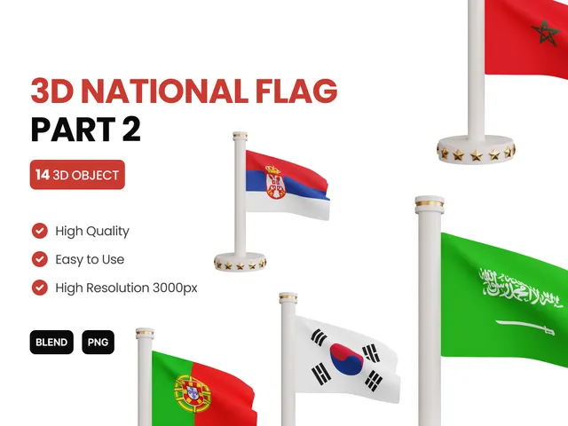 233 National Flag 3d Illustration Packs Free In Png Blend Gltf