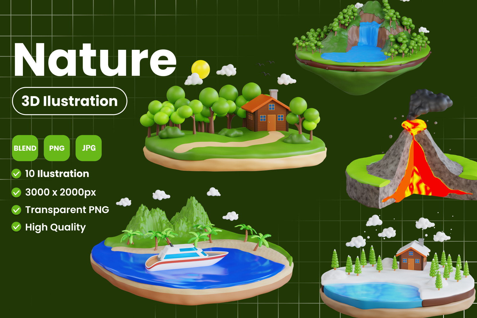 Premium Nature 3D Illustration pack from Nature 3D Illustrations