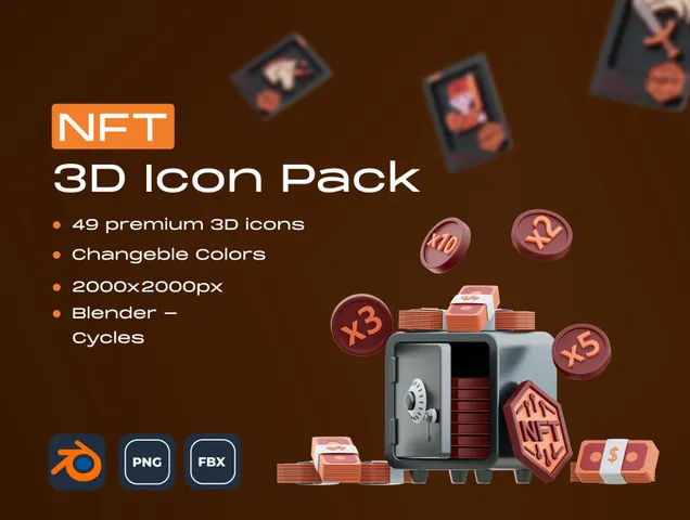 Premium NFT Cards 3D Illustration pack from Business 3D Illustrations