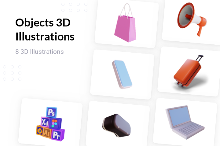 Objetos 3D Illustration Pack - 8 Free Download Misceláneas 3D Illustrations | IconScout