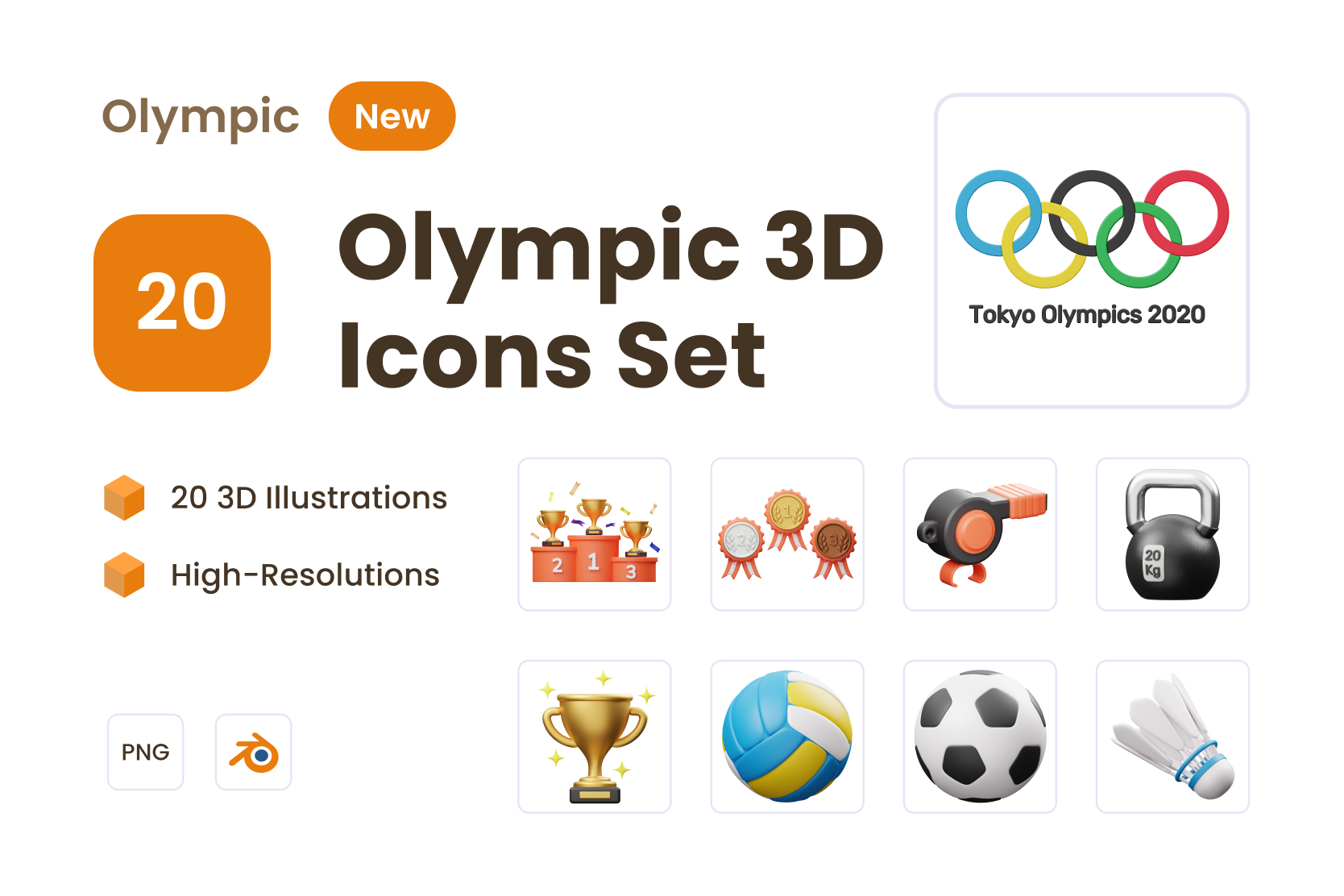 Olympics 3D Illustration Pack - 20 Free Download Sports & Games 3D ...