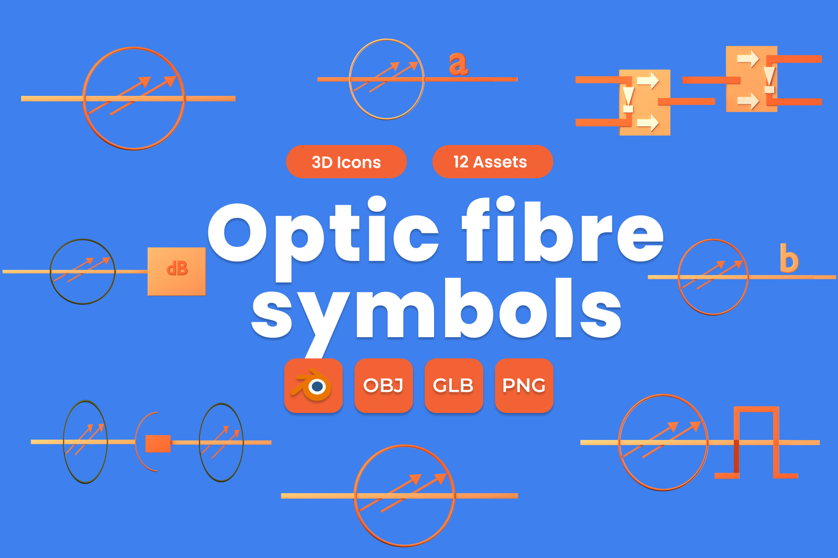 Optic Fibre Symbols 3D Icon Pack - 12 Free Download School & Education 3D Icons | IconScout