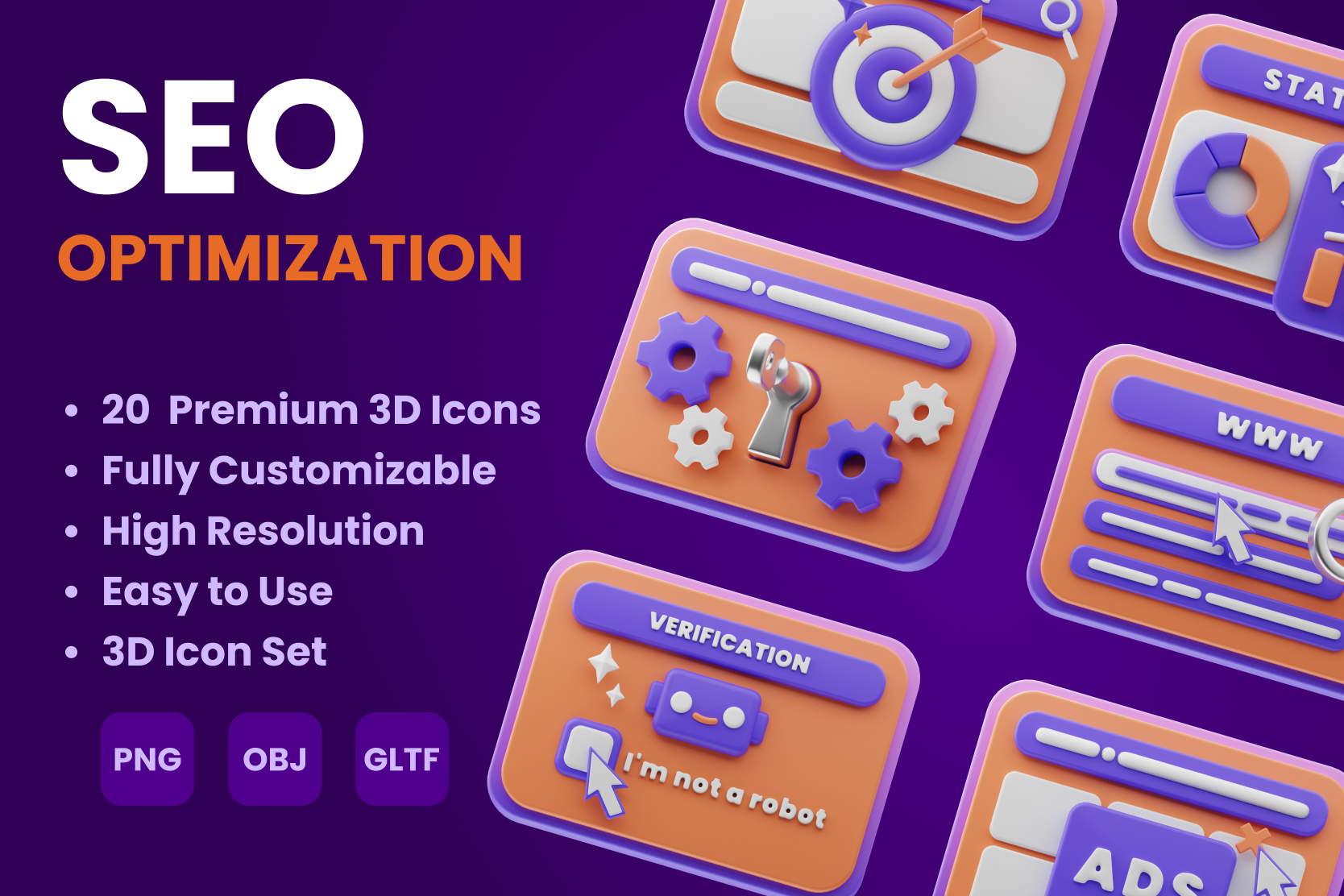 Obtén el paquete de Optimización SEO 3D Icon con 20 recursos gratis de SEO y Web 3D Icons ...