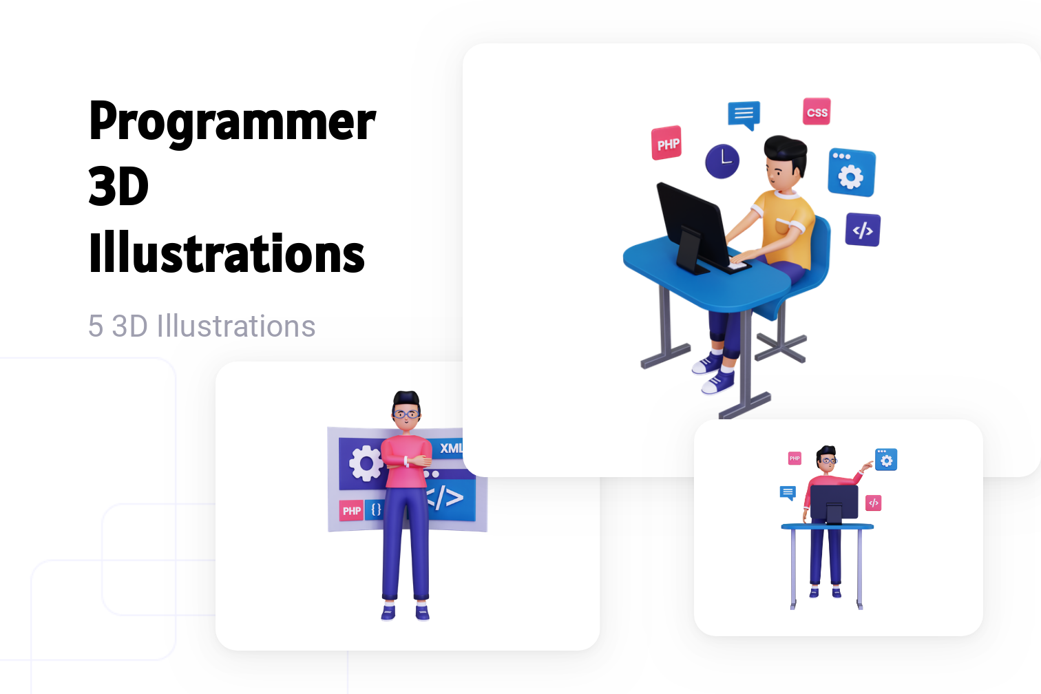 Programmer 3D Illustration Pack - 5 Free Download People 3D ...