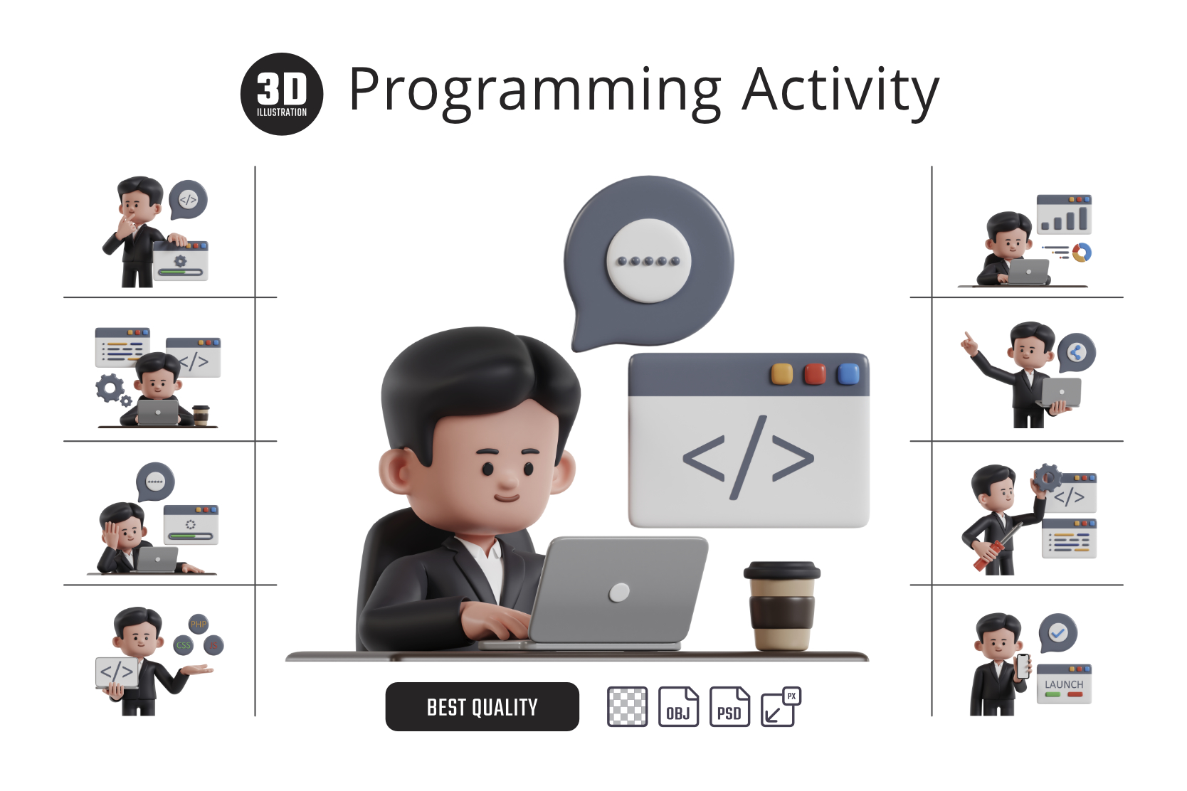Programming 3D Illustration Pack - 10 Free Download Science & Technology 3D Illustrations ...