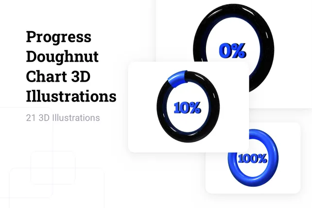 Premium Progress Doughnut Chart 3D Illustration pack from Business 3D Illustrations