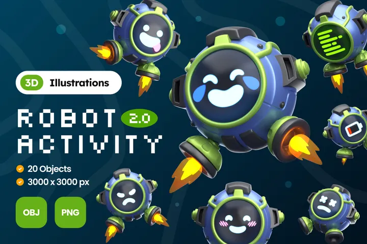 Robot Activity 3.0 3D Illustration Pack - 15 Free Download Science ...