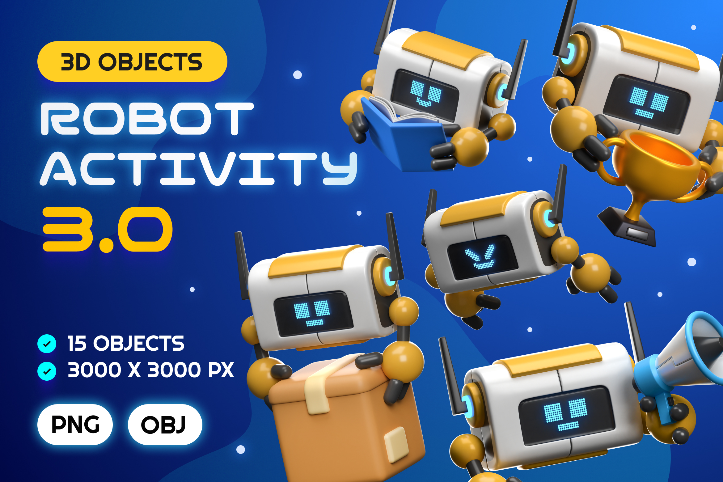 Robot Activity 3.0 3D Illustration Pack - 15 Free Download Science ...