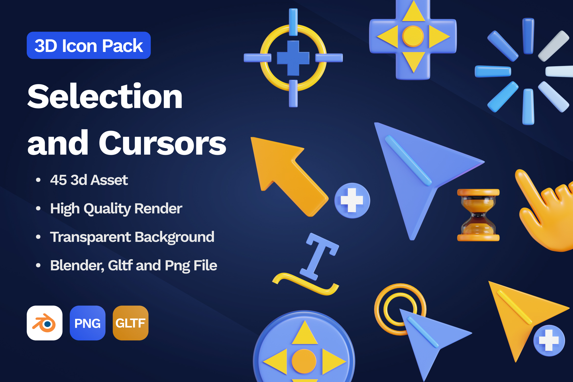 Selection And Cursors 3D Icon Pack - 45 Free Download Sign & Symbols 3D ...