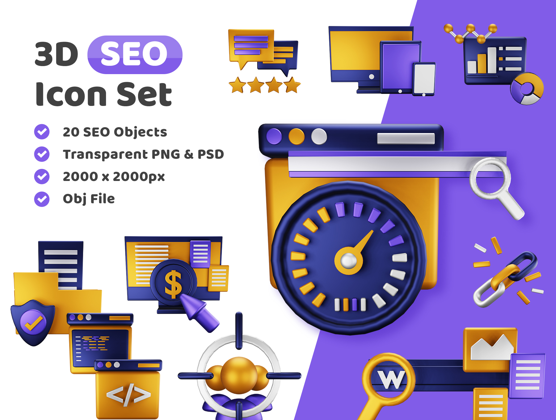 SEO 3D icon Pack - 20 Free Download Seo & Web 3D icons | IconScout