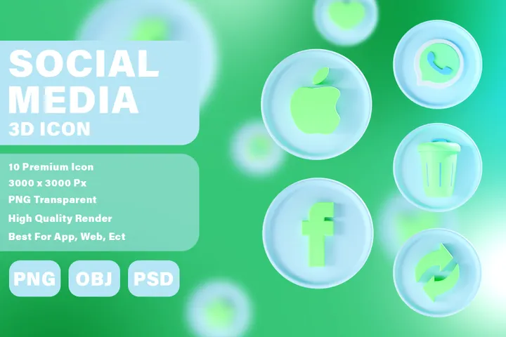 Free Social Media 3d Illustration Pack From User Interface 3d Illustrations