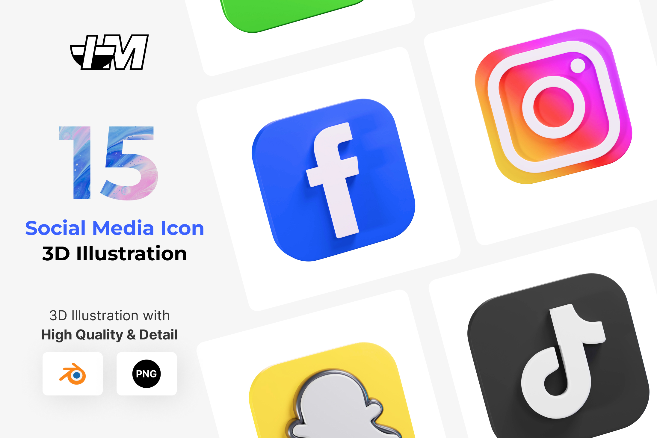 Free Social Media Logo 3D Icon Pack - 15 Free Download Logos 3D Icons ...