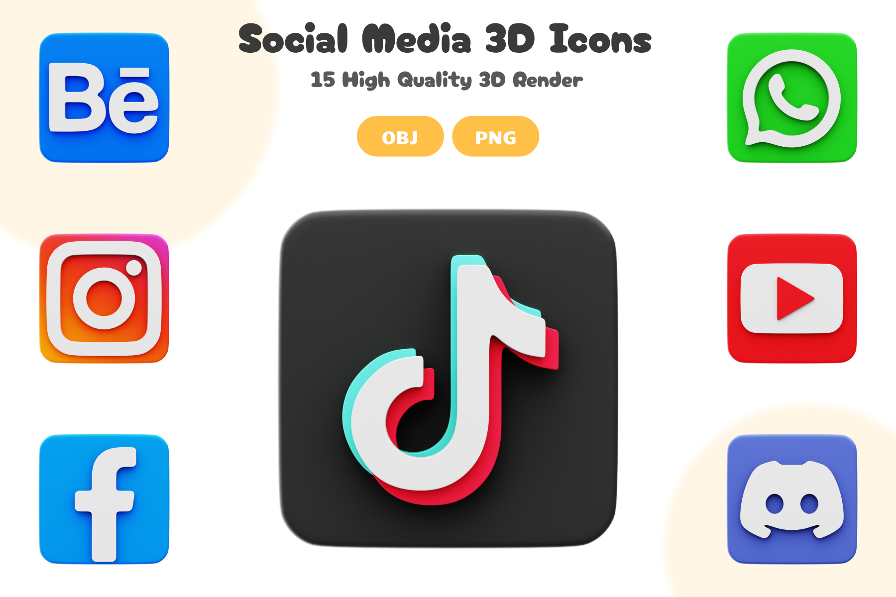 Free Social Media Set 3D Icon Pack - 15 Free Download Logos 3D Icons ...