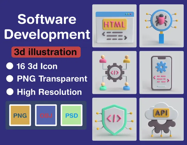214 Software Development 3D Illustration Packs - Free in PNG, BLEND ...