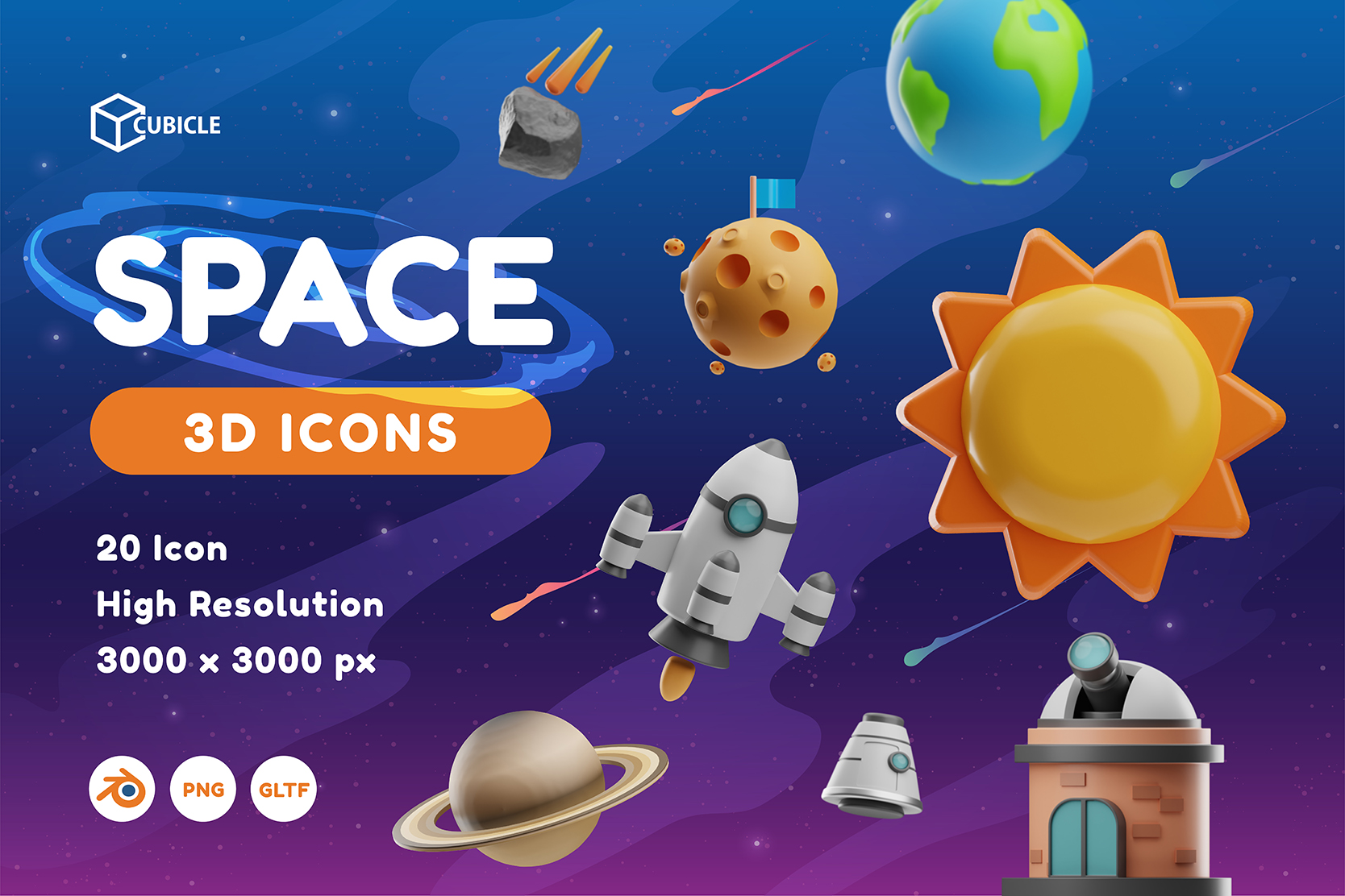 Premium Space 3D Illustration pack from Science & Technology 3D ...