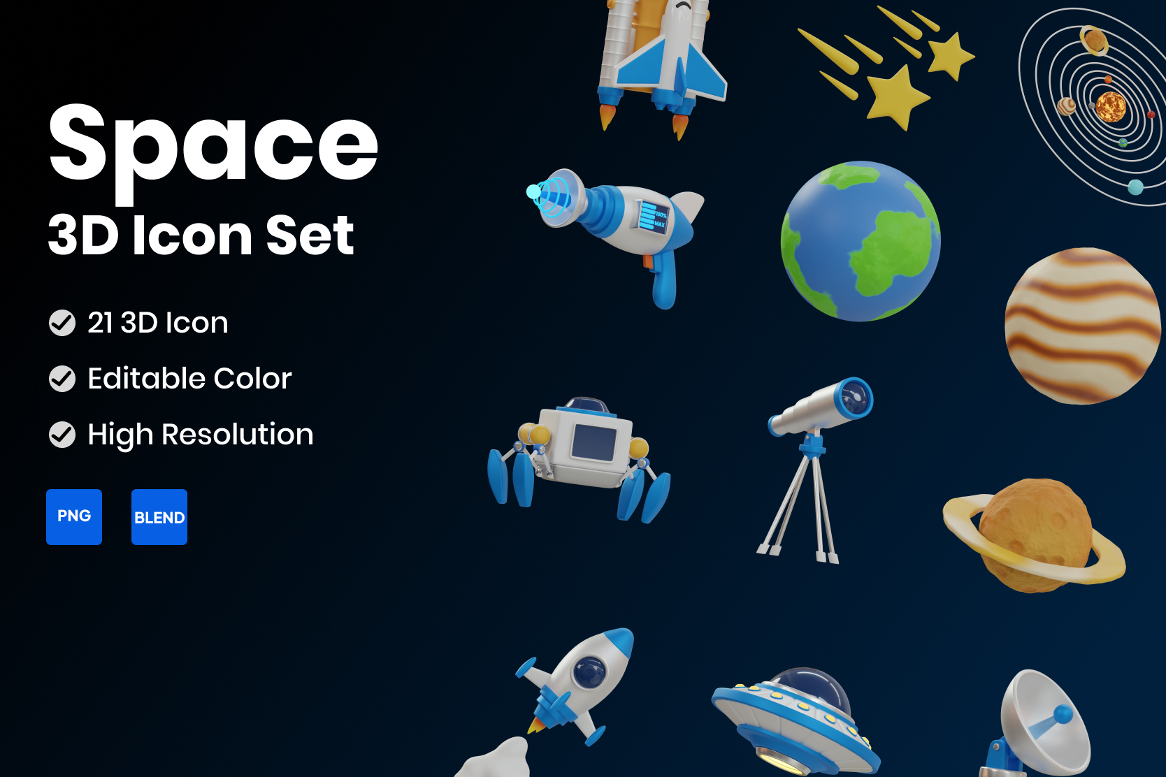 Premium Space 3D Illustration pack from Science & Technology 3D Illustrations