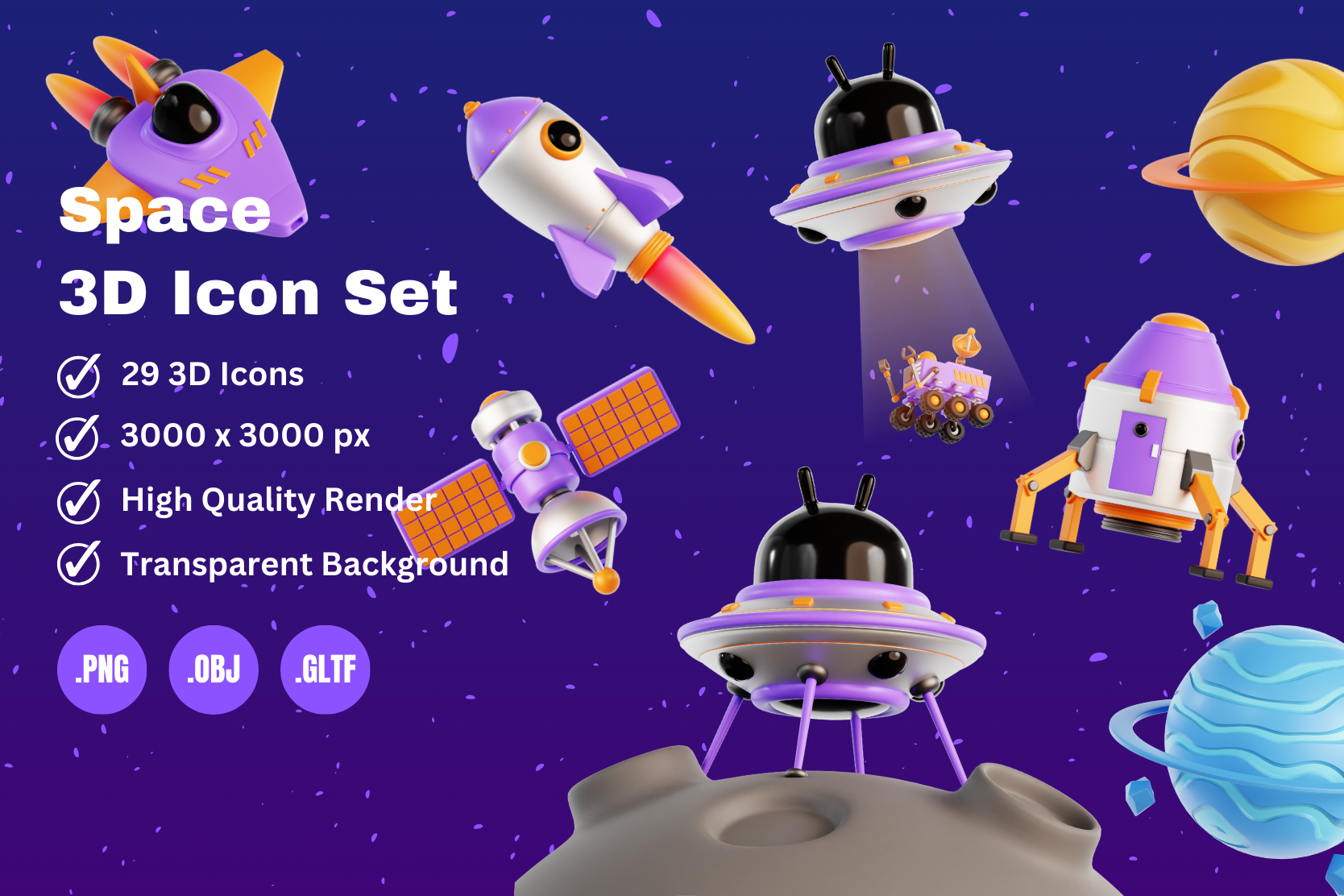 Premium Space 3D Illustration pack from Science & Technology 3D ...