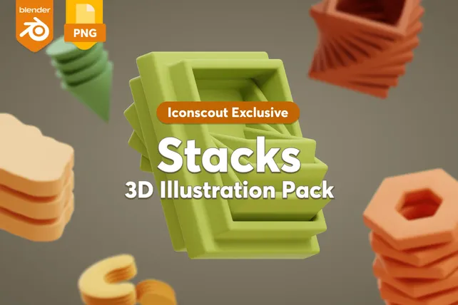 Stacks Shapes 3D Illustration Pack - 20 Design & Development 3D ...