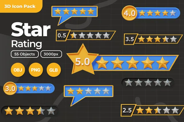 Star Rating 3D Illustration Pack - 55 E-commerce & Shopping 3D Illustrations | PNG, BLEND, glTF ...