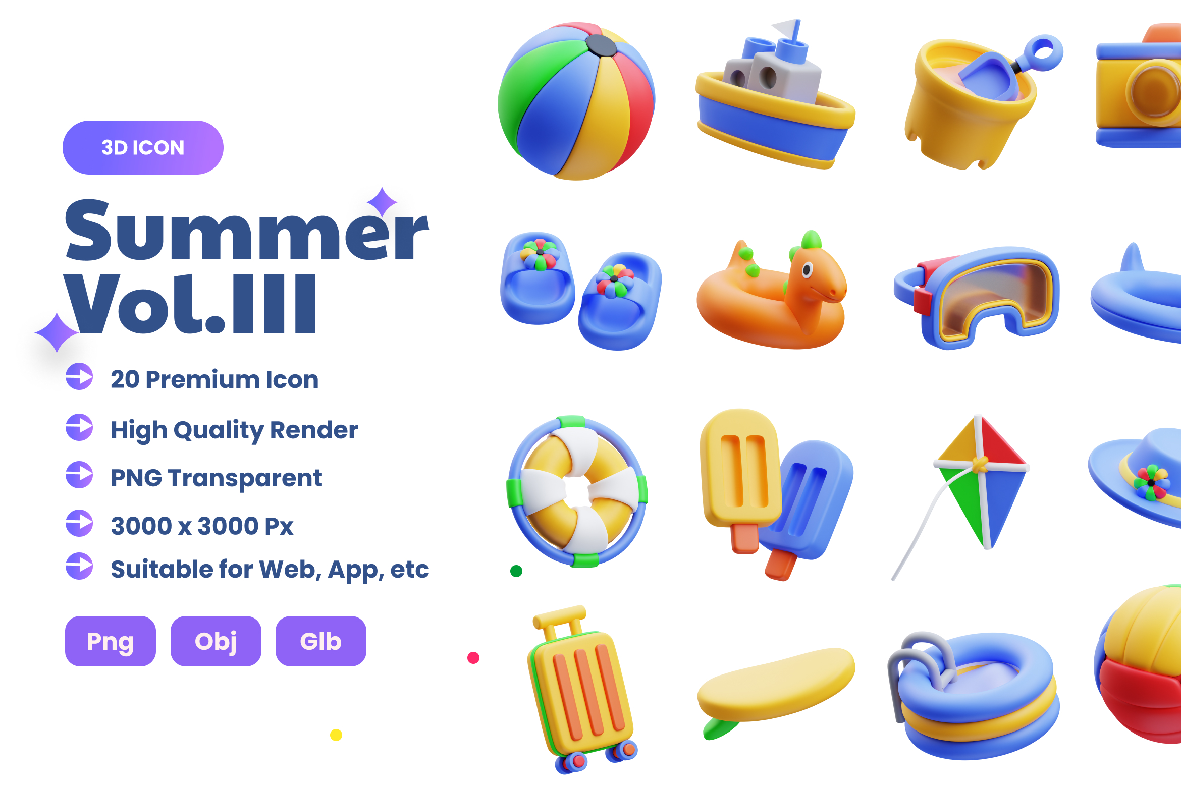 Summer Vol.3 3D Icon Pack - 20 Free Download Nature 3D Icons | IconScout