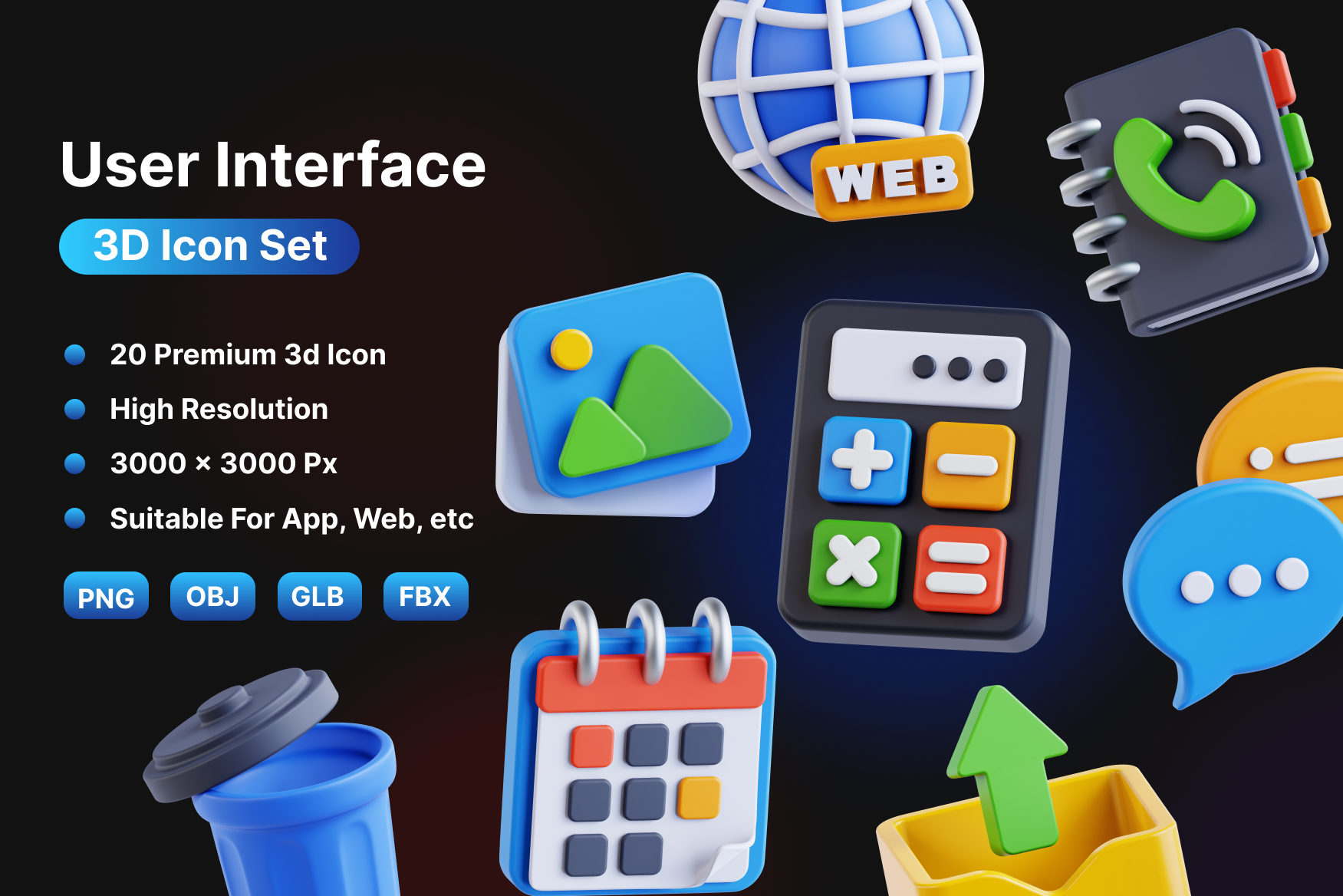 User Interface 3D Icon Pack - 20 Free Download User Interface 3D Icons ...