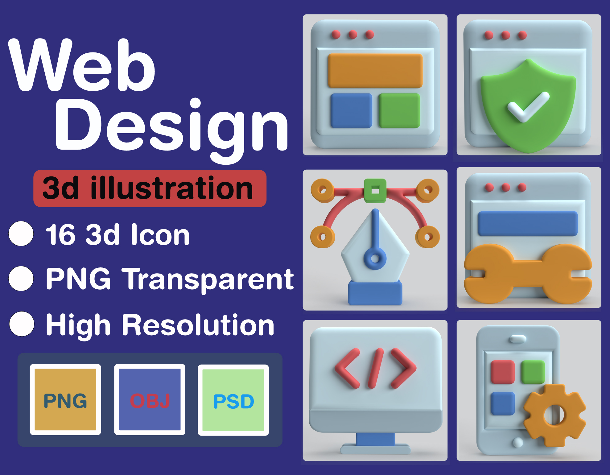 Web Design 3D Icon Pack - 16 Free Download Design & Development 3D ...