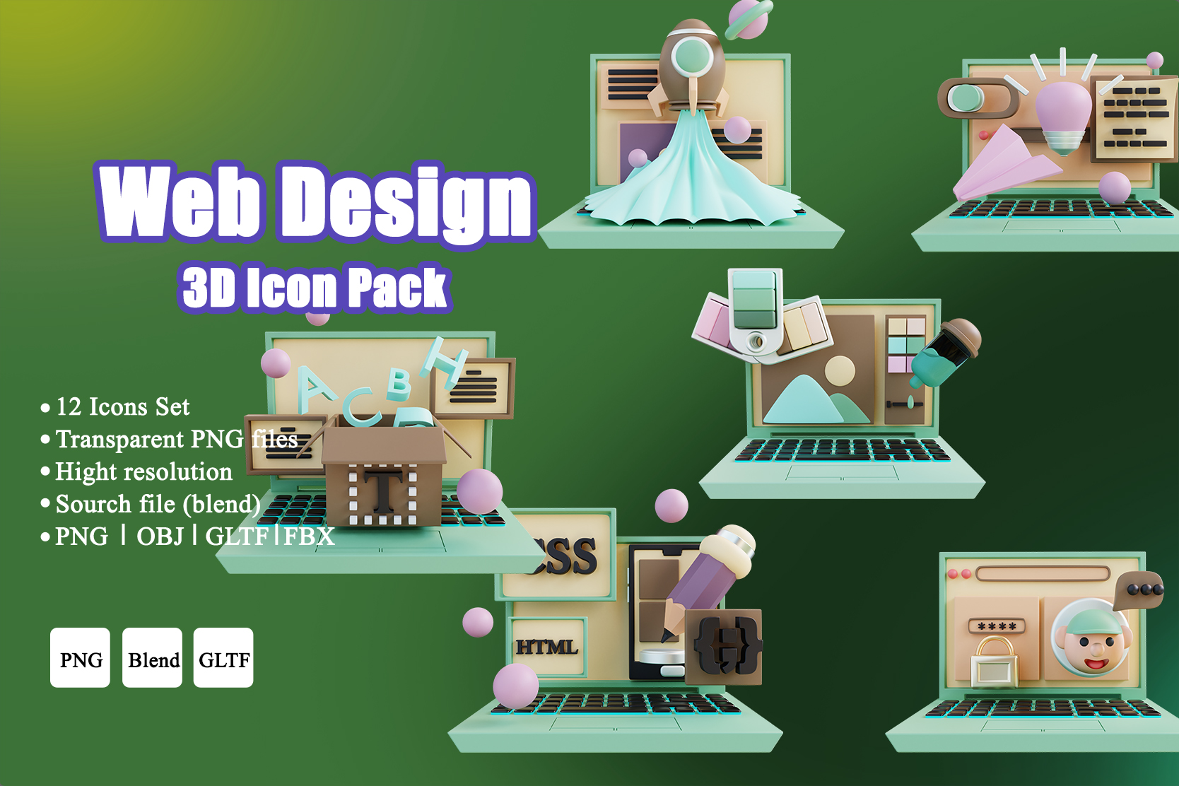 Web Design 3D Icon Pack - 12 Free Download Design & Development 3D ...