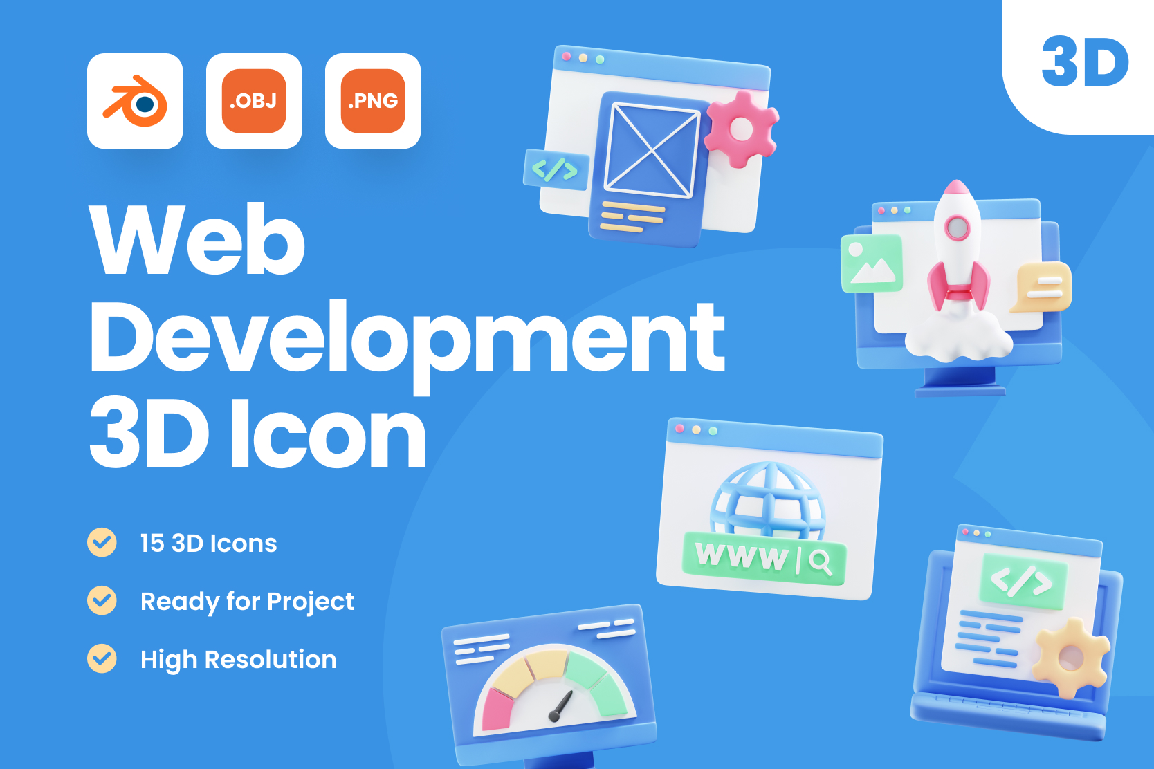 Web Development 3D Icon Pack - 15 Free Download Seo & Web 3D Icons ...
