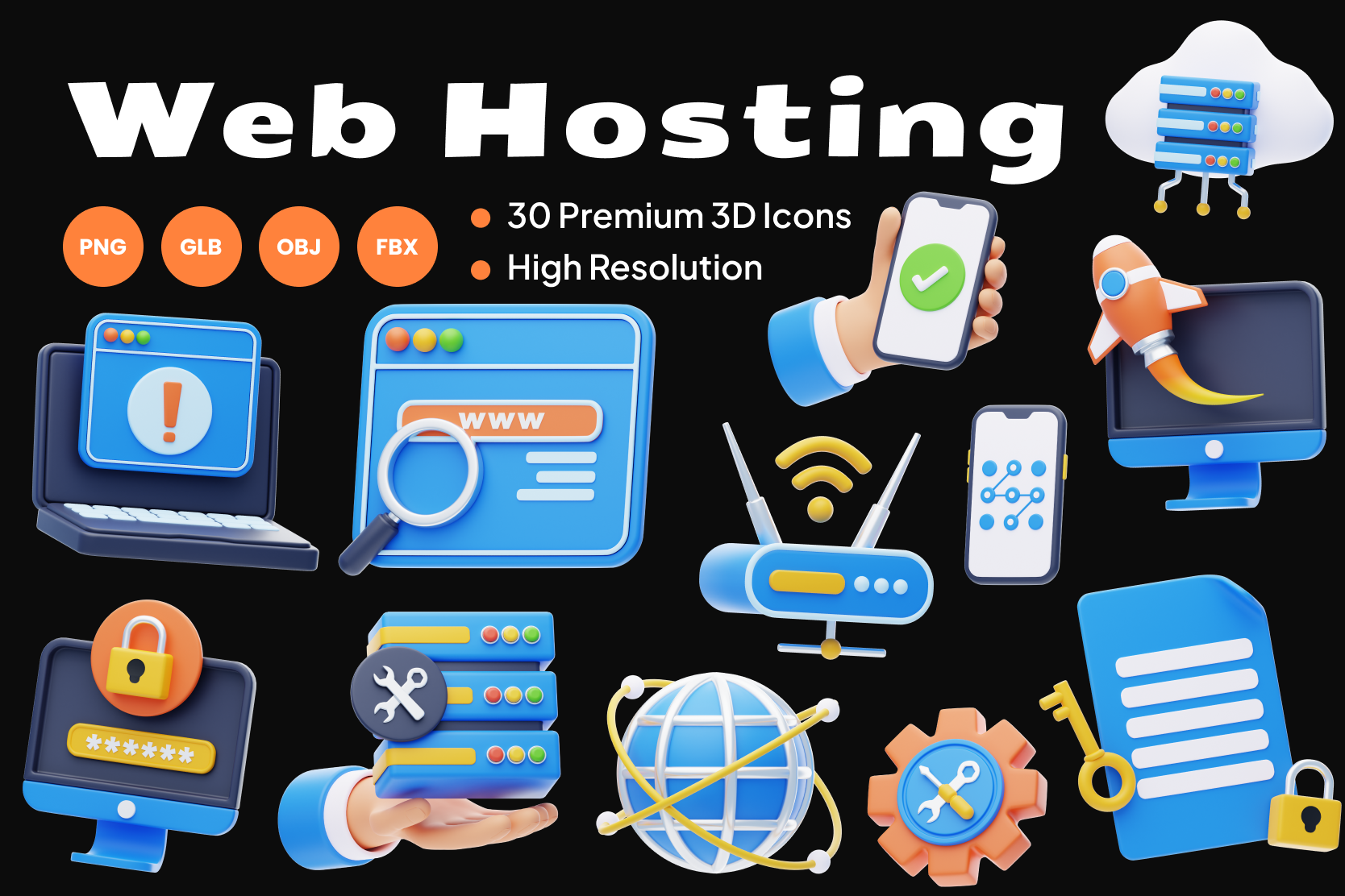 Web Hosting 3D Icon Pack - 30 Free Download Network & Communication 3D Icons | IconScout