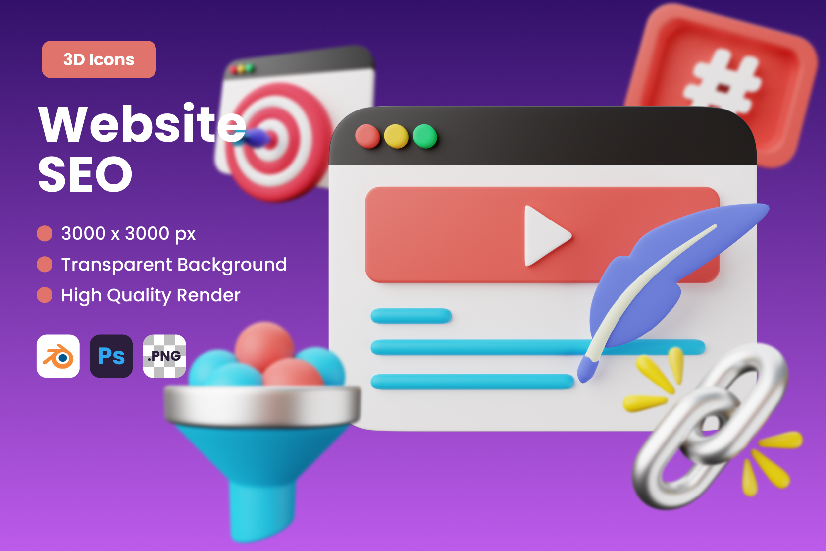 Website SEO 3D Icon Pack - 15 Free Download Seo & Web 3D Icons | IconScout