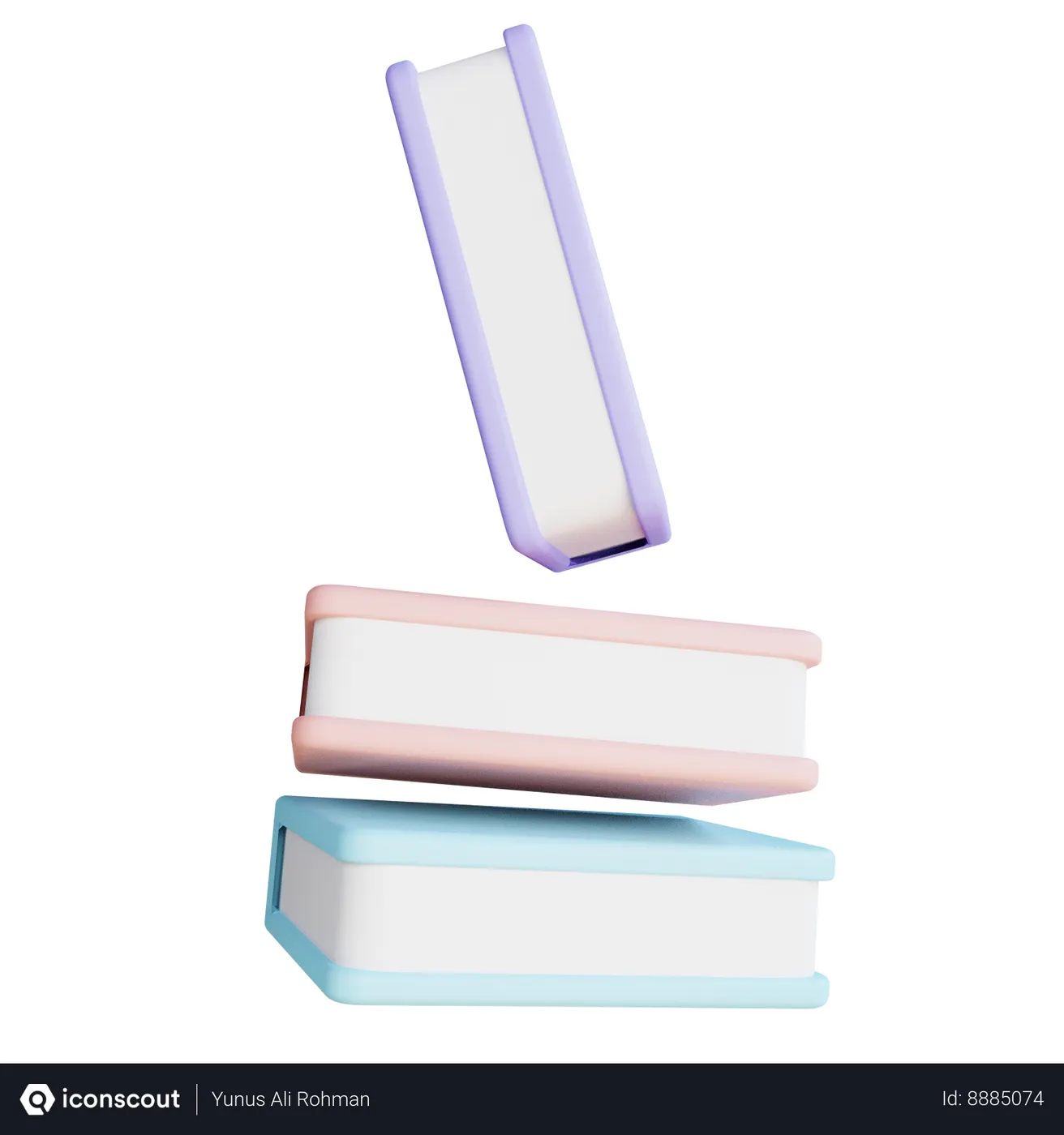 Free Books 3D Icon download in PNG, OBJ or Blend format