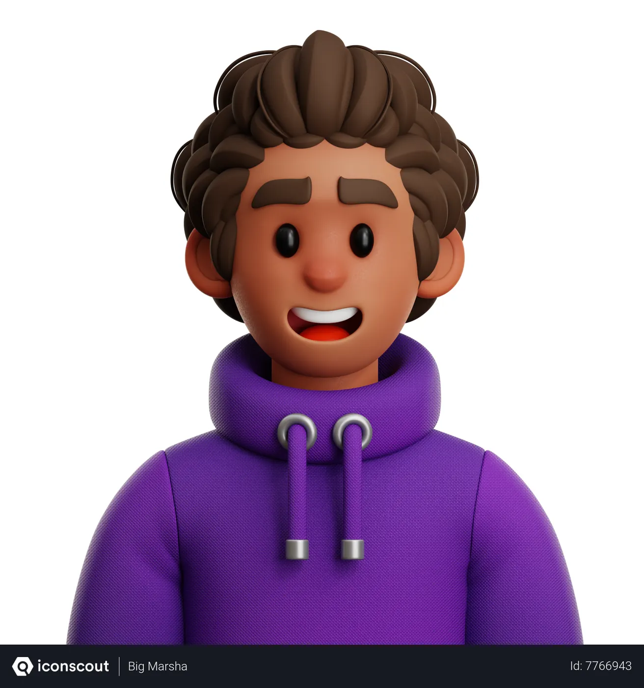 Free Curly Hair Man 3d Icon Download In Png Obj Or Blend Format