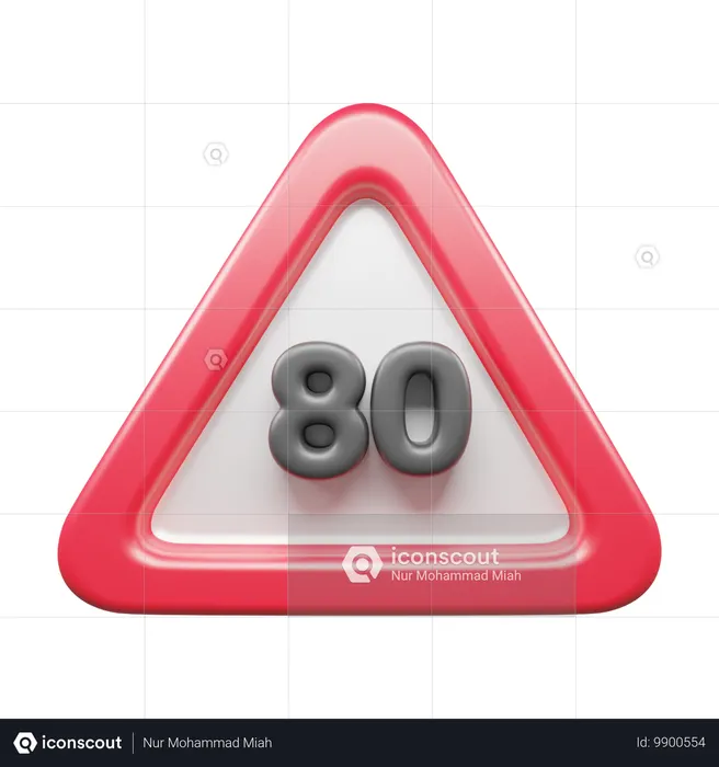 Obtén Límite De Velocidad 80 3D Icon de por descarga gratuita en Signos y símbolos 3D Icons ...